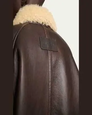 Jacquemus Leather And Shearling Bomber Jacket - Brown