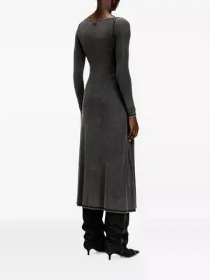 DIESEL® Ribbed Knit Midi Dress With Button Front - Grey
