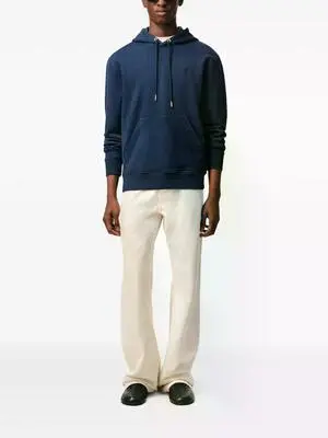AMI Paris Cotton Hoodie With De Coeur Embroidery - Blue