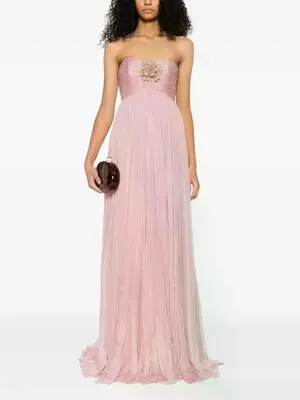 M.MARQUISE Ines Floral-appliqué Maxi Dress - Pink