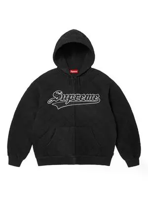 Supreme Quilted Zip Hooded Sweater - Black