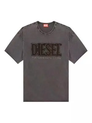 DIESEL® T-shirt With Appliqué Logo And Raw Edge