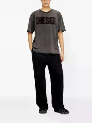 DIESEL® T-shirt With Appliqué Logo And Raw Edge