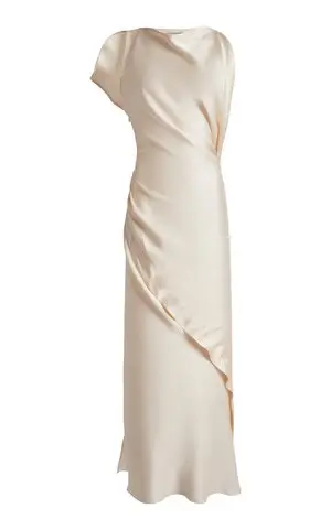 Victoria Beckham Draped Satin Midi Dress - Off-white