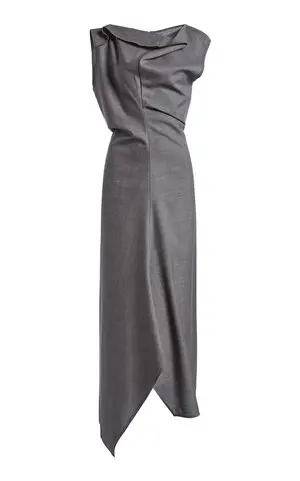 Victoria Beckham Draped Wool Midi Dress