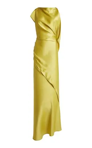 Victoria Beckham Draped Satin Gown - Yellow