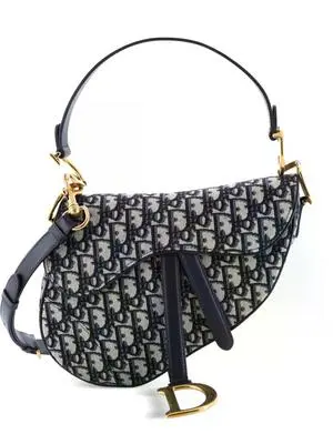 Dior Saddle Handbag With Strap Oblique Canvas