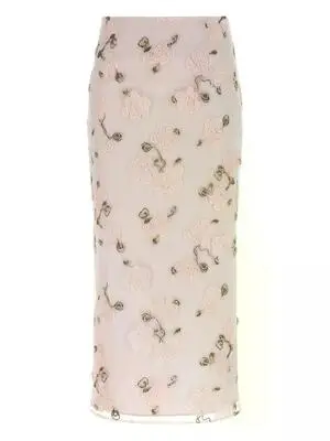 ROTATE BY BIRGER CHRISTENSEN Beaded Floral Pencil Skirt - Pink