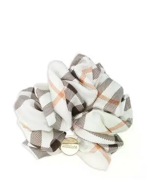 Burberry Check Silk Scrunchie - White