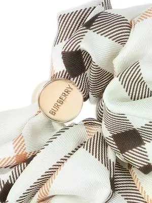 Burberry Check Silk Scrunchie - White