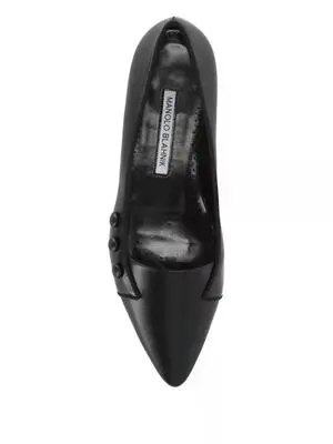 Manolo Blahnik Pointed-toe Ballet Flats With Button Detailing