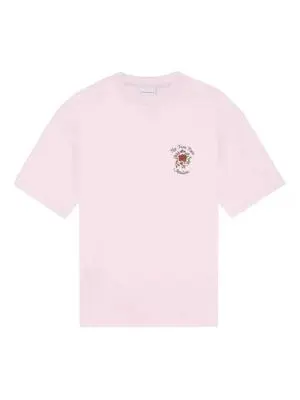 Drole De Monsieur Ribbed Rose-print T-shirt - Pink