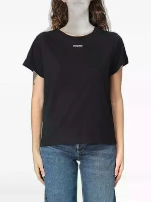 Pinko T-shirt With Embossed Logo - Black
