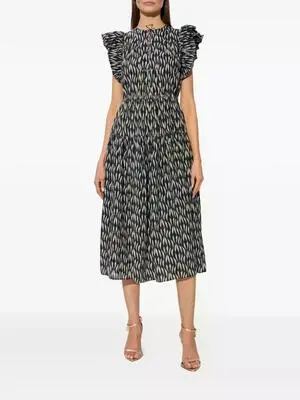 Ulla Johnson Kairi Ruffled Printed Midi Dress - Black