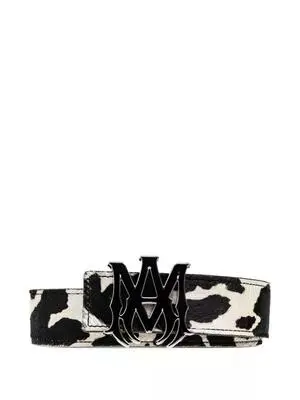 Amiri Logo Cow Print Belt - White