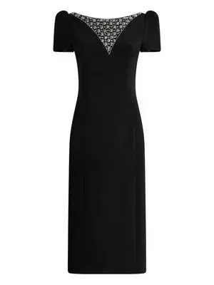 Jenny Packham Vienna Embellished Puff-sleeve Midi Dress - Black