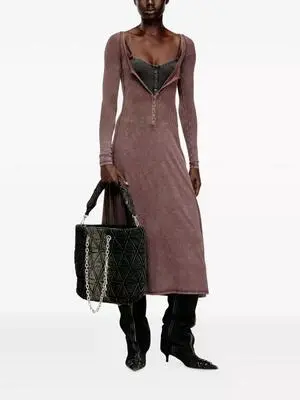 DIESEL® D-ley Midi Ribbed Buttoned Dress - Brown