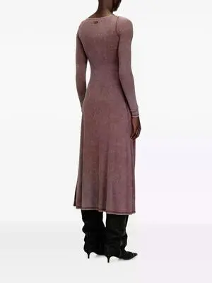 DIESEL® D-ley Midi Ribbed Buttoned Dress - Brown