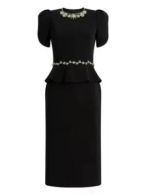 Jenny Packham Jules Floral-embellished Midi Dress - Black