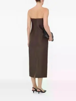 Loulou De Saison Giulia Striped Bustier Midi Dress - Brown