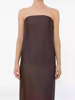 Loulou De Saison Giulia Striped Bustier Midi Dress - Brown