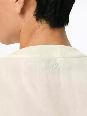 AMI Paris Cotton T-shirt With Embossed De Coeur - Neutrals