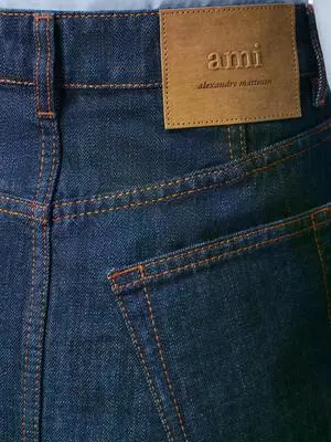 AMI Paris Midi Raw Denim Skirt