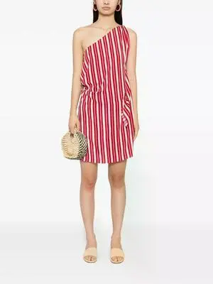 BLAKLACE Striped One-shoulder Mini Dress - Red