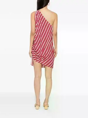 BLAKLACE Striped One-shoulder Mini Dress - Red