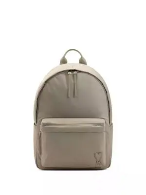 Ami Marcel Padded Logo-patch Backpack - Grey