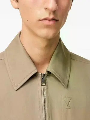 Ami Cotton Gabardine De Coeur Zipped Jacket - Neutrals