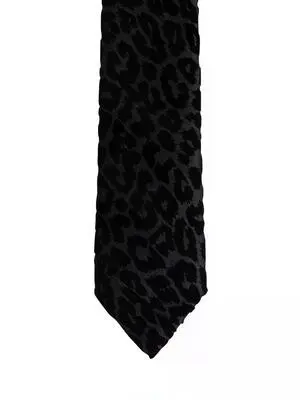 FURSAC Leopard-pattern Cotton Tie - Black
