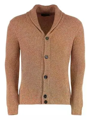 MOORER Shawl-collar Buttoned Cardigan