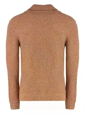 MOORER Shawl-collar Buttoned Cardigan