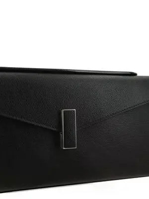 VALEXTRA Leather Envelope Clutch - Black