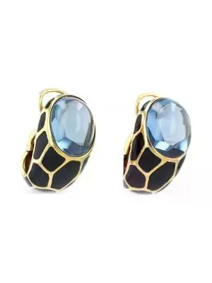 FRED 1980's Topaz Enamel Clip On Earrings