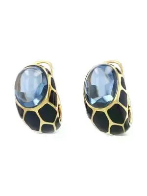 FRED 1980's Topaz Enamel Clip On Earrings