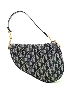 Dior Saddle Oblique Canvas Medium Shoulder Bag With Strap - Blue