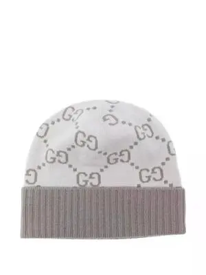 Gucci GG-Pattern Beanie Grey
