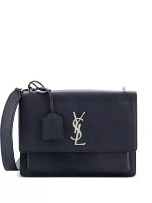 Saint Laurent Sunset Satchel Leather Crossbody Bag - Blue