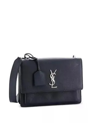 Saint Laurent Sunset Satchel Leather Crossbody Bag - Blue