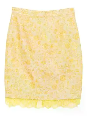 BLAKLACE Floral Lace Skirt - Yellow