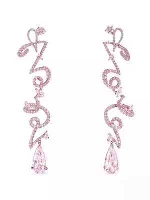ANABELA CHAN 14k Rose Gold And 18k Gold Vermeil Script Sapphire Earrings - Pink