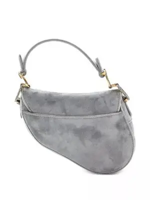 Dior Saddle Handbag Velvet With Crystals Mini Shoulder Bag - Blue