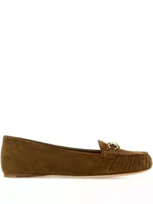 Gucci Suede Loafers With Horsebit Detail - Brown