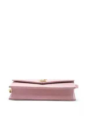 Saint Laurent Classic Monogram Wallet On Chain Matelasse Chevron Leather - Pink