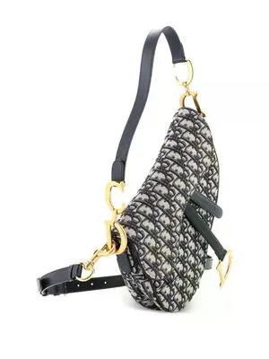 Dior Saddle Handbag With Strap Oblique Canvas Medium Shoulder Bag - Blue