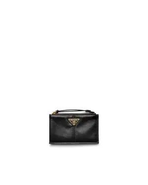 Prada Leather Card Holder With Zipper - Black
