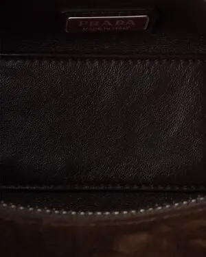 Prada Suede Leather Shoulder Bag - Dark Brown