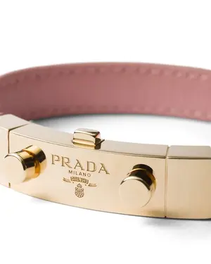 Prada Saffiano Leather Bracelet With Push-button Clasp - Peach